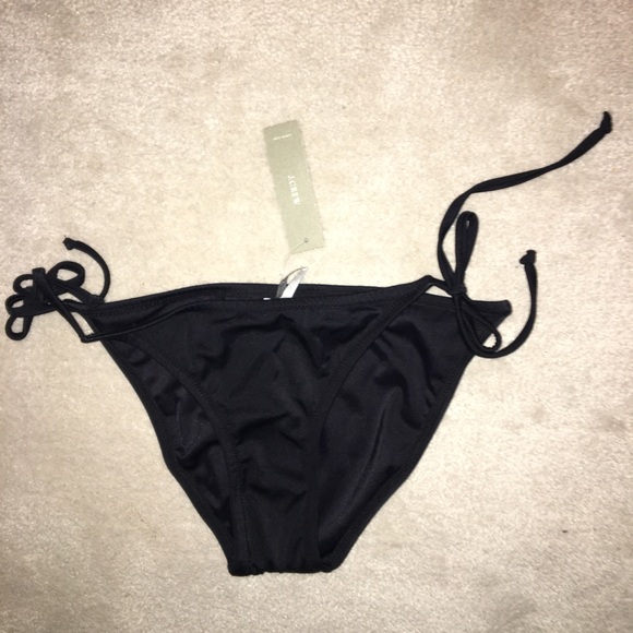 J. Crew | Swim | J Crew Solid String Hipster Bottom In Black | Poshmark